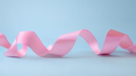 Pink Ribbon Curls on Light Blue Background Stock Illustration ...