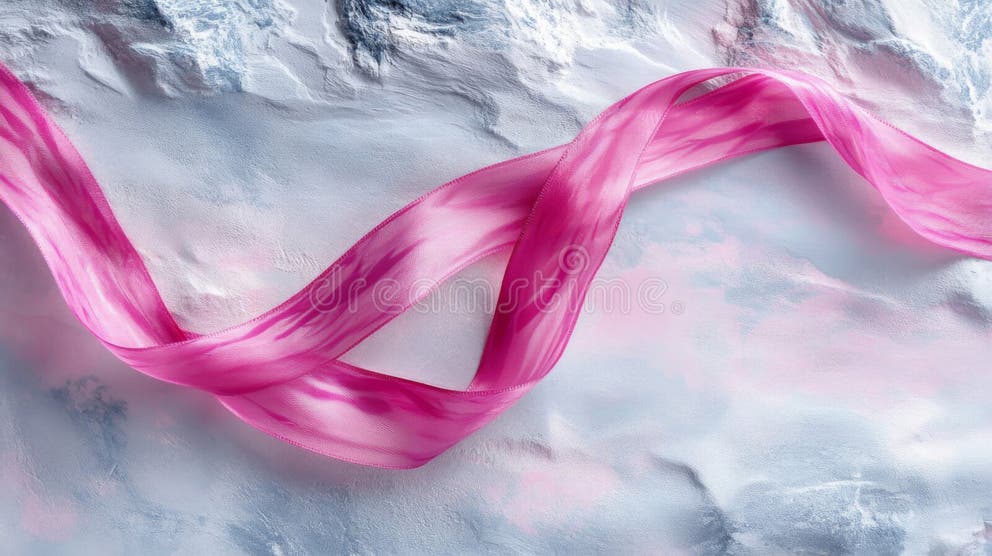 Pink Ribbon Curls on Textured Light Blue Background Stock Illustration ...