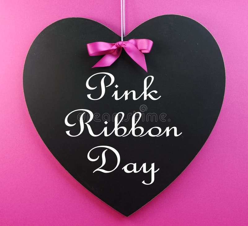 Pink Ribbon Day Message Across White Heart Toppers on Pink and White ...