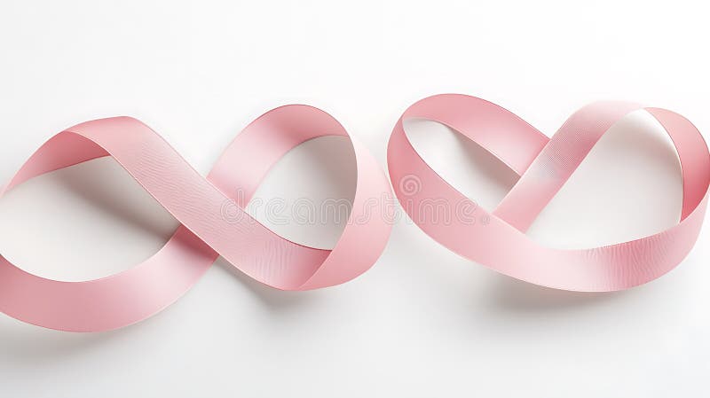 Pink Ribbon Forms an Infinity Symbol on White Background Stock ...