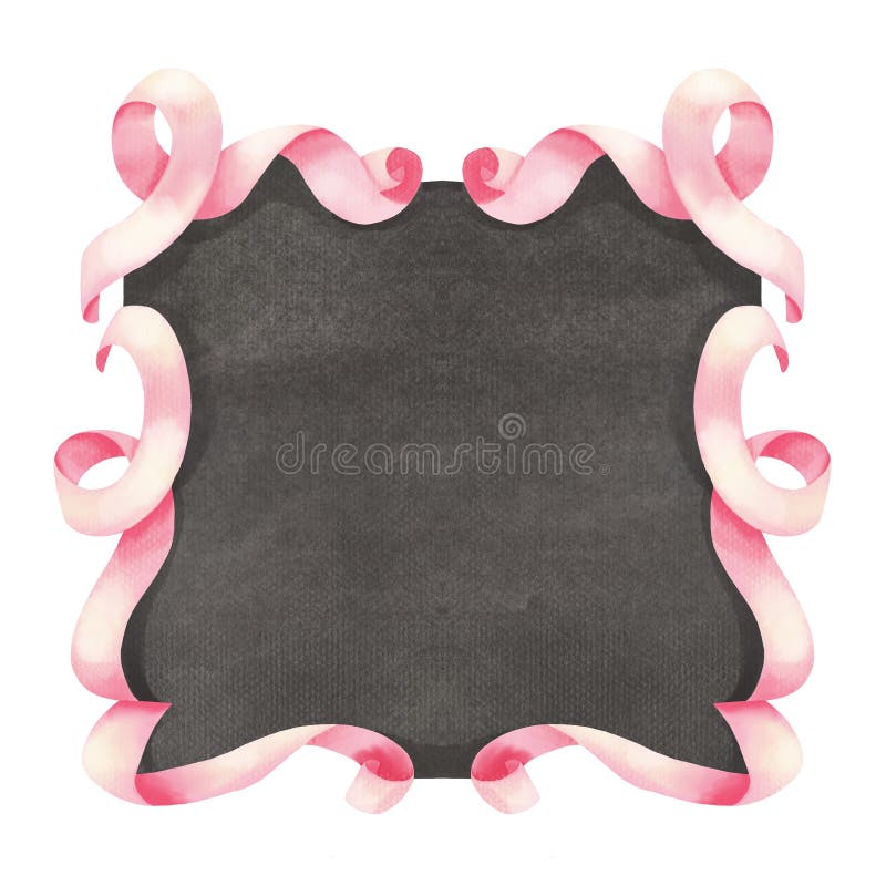 Pink Ribbon Frame on Black Board Stock Illustration - Illustration of ...