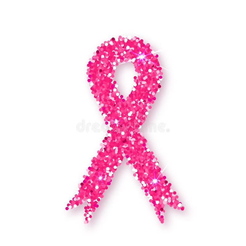 Pink Ribbon Pink Glitter Ribbon Symbol Of Breast Cancer Awareness On