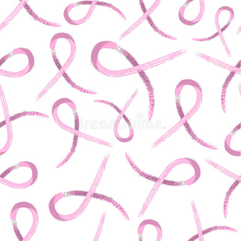 Pink Ribbon Hand Drawn Pattern for Breast Cancer Stock Vector ...