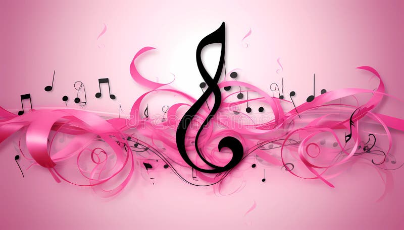 Pink Ribbon Intertwined with Musical Notes Stock Image - Image of woman ...
