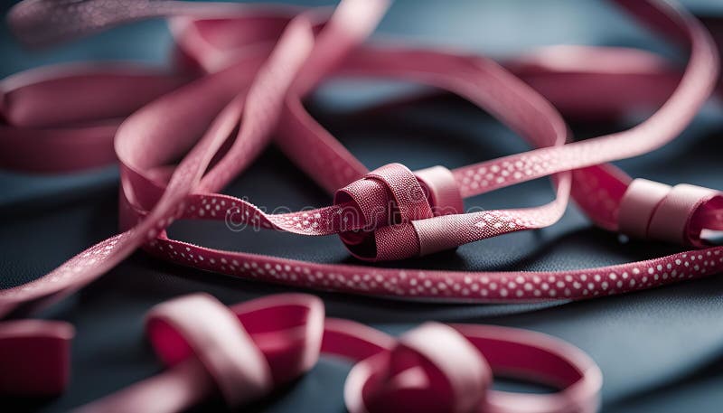 Pink Ribbon Knot on Blue Background Stock Illustration - Illustration ...
