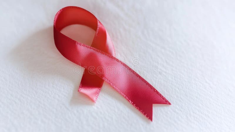 A Pink Ribbon Laid Flat on a Clean White Surface Stock Photo - Image of ...