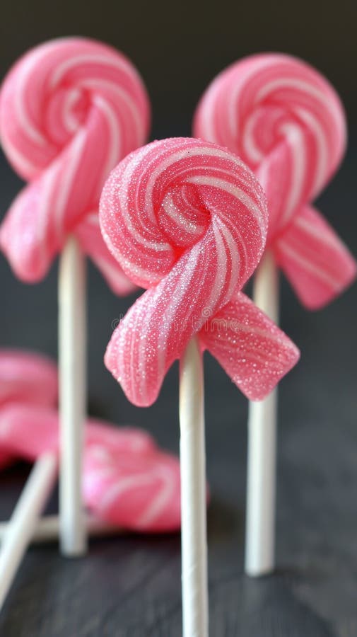 Pink Ribbon Lollipops with White Sticks Stock Illustration ...