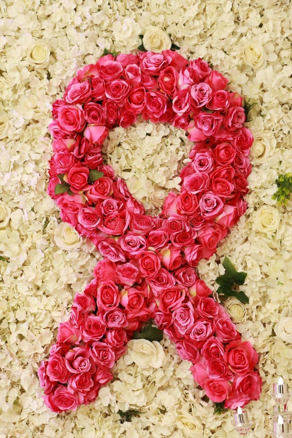 Pink Ribbon Made with Flowers Stock Image - Image of ribbon ...