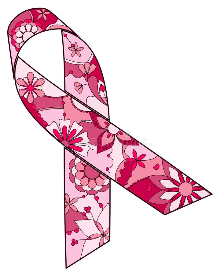 Pink Ribbon Painted Silhouette Stock Vector - Illustration of mammary ...
