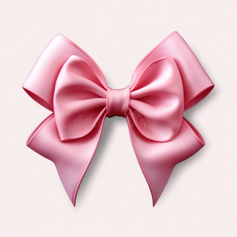 Pink Ribbon Paper Stickers with a Bow on White Background - AI ...