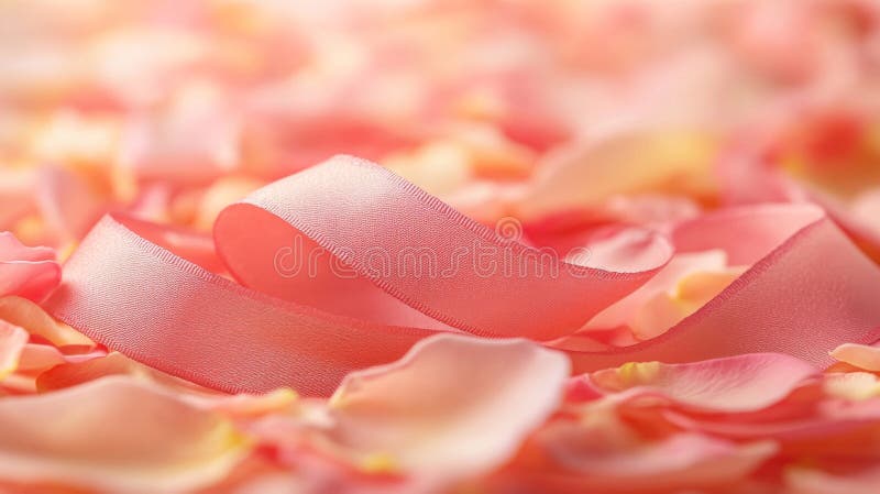 Pink Ribbon Rests on a Bed of Rose Petals Stock Illustration ...