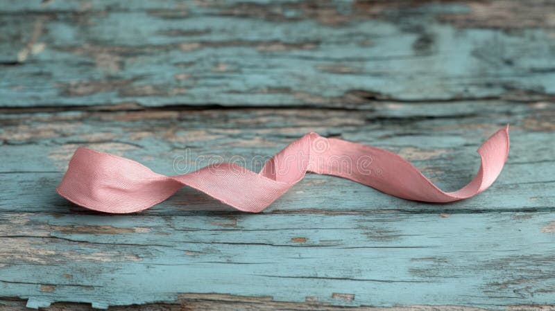 Pink Ribbon Rests on Weathered Wooden Surface Stock Illustration ...