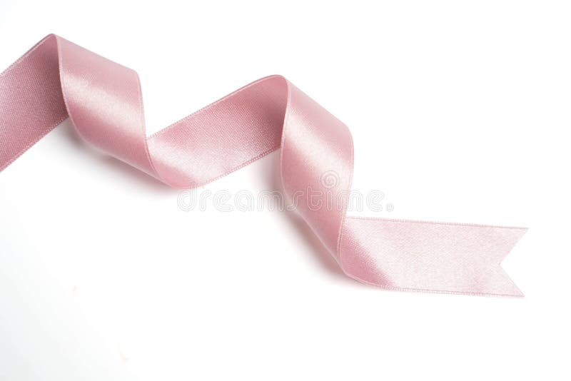 Pink Ribbon in Roll on White Stock Image - Image of isolated, present ...