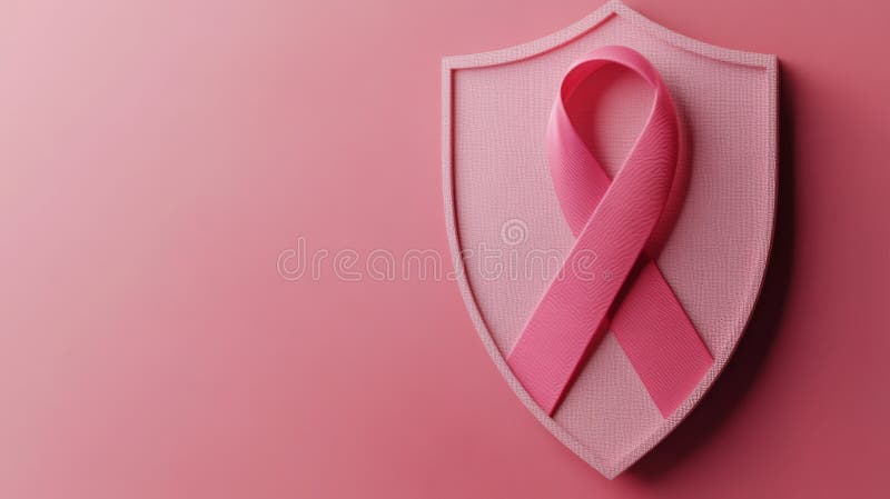Pink Ribbon on a Shield-Shaped Surface Stock Illustration ...