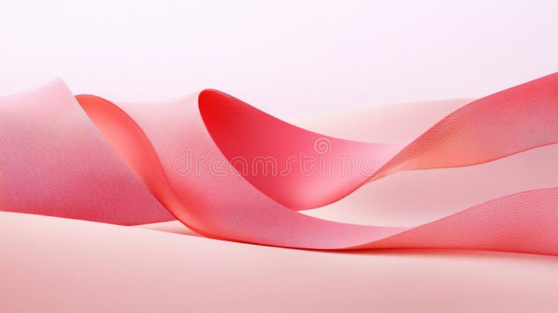 Pink Ribbon Softly Curves Across a Pale Pink Background Stock ...