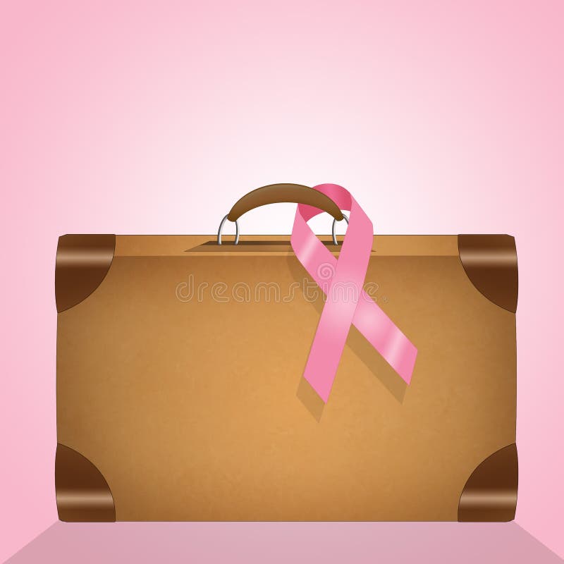 Pink Ribbon on the Suitcase Stock Illustration - Illustration of ribbon ...