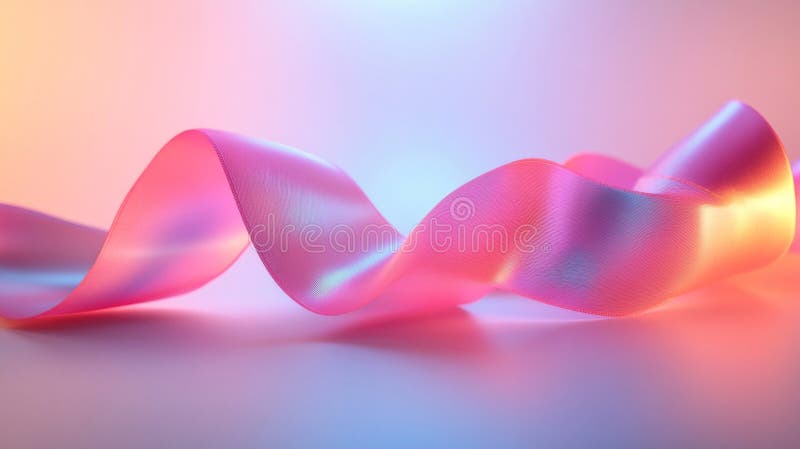 Pink Ribbon Swirls Softly on Pastel Background Stock Illustration ...