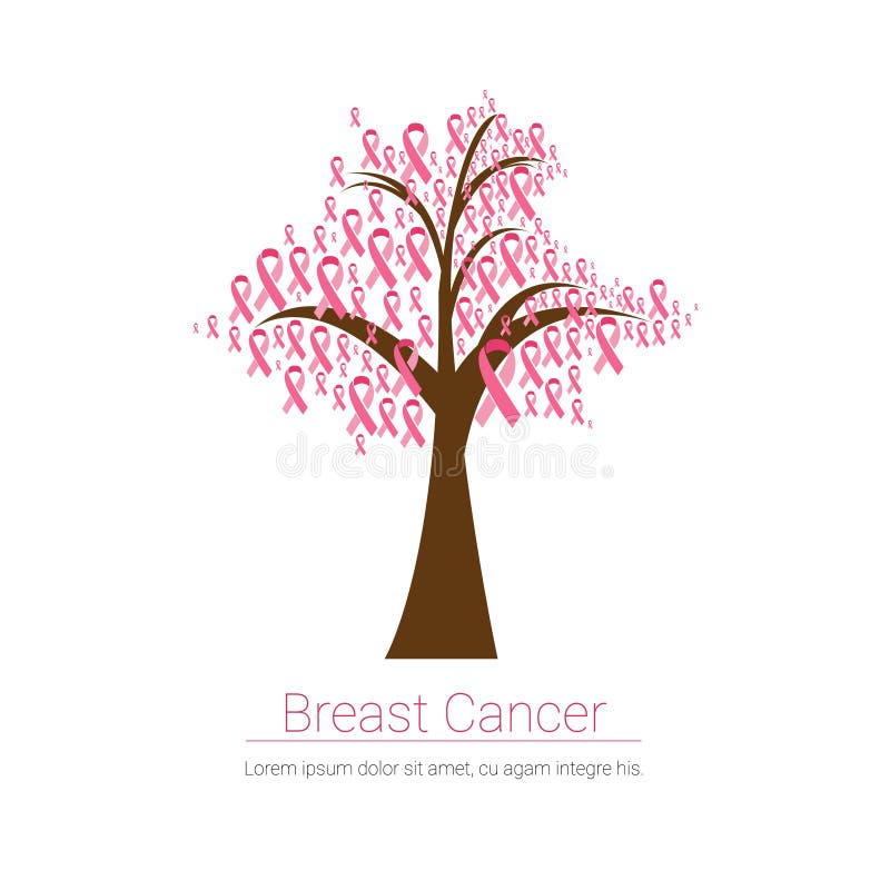 Pink Ribbon Tree Breast Cancer Awareness Stock Vector - Illustration of ...