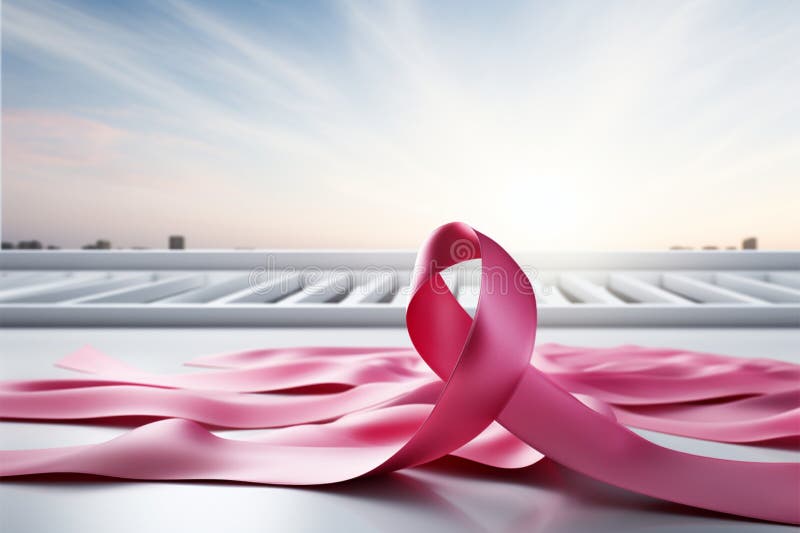 Pink Ribbon on a White Table Symbolizes Strength and Determination ...