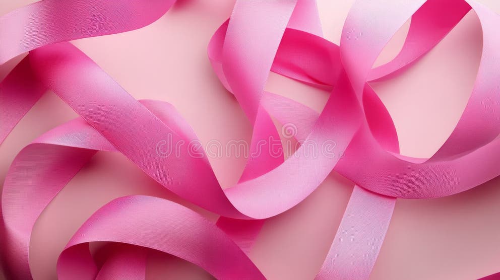 Pink Ribbons on a Pink Background Stock Illustration - Illustration of ...