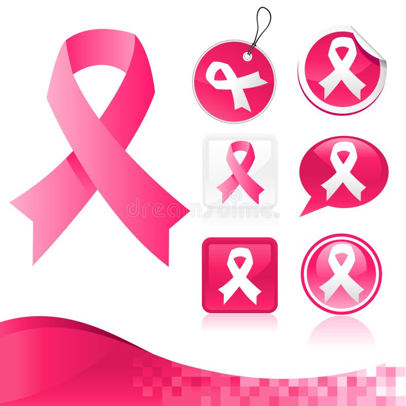 Pink Ribbons Kit for Breast Cancer Awareness Stock Vector ...