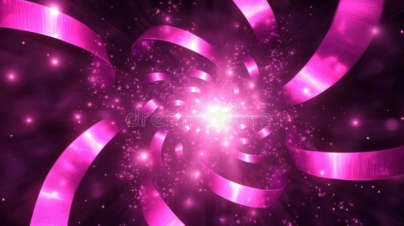 Pink Ribbons Swirl with Bright Light and Sparkle Stock Illustration ...