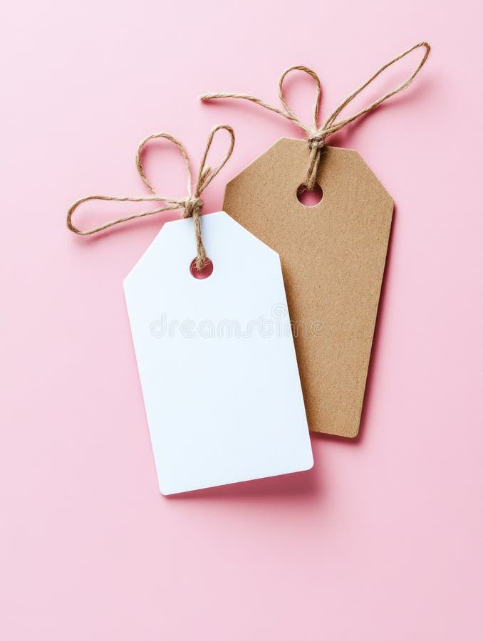 Pink ribbons and tags stock image. Image of labels, multicolor - 379851155