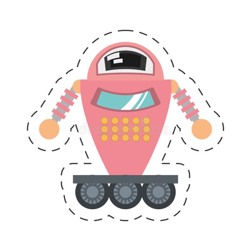 Pink Robot Artificial Intelligence Flying Stock Illustration ...
