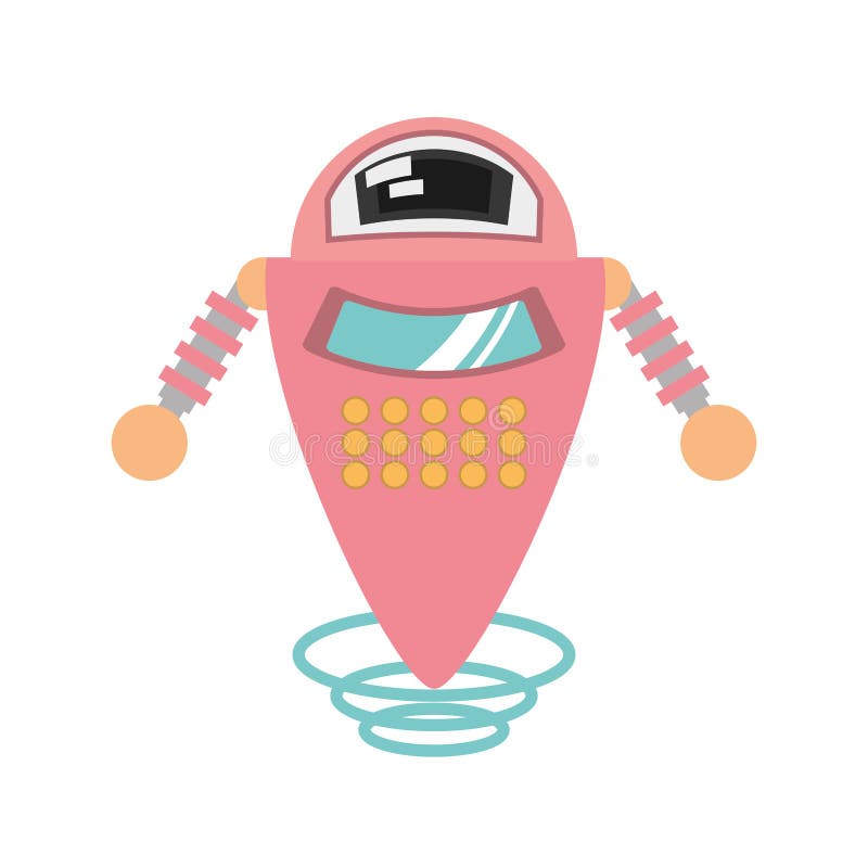 Pink Robot Artificial Intelligence Cutting Line Stock Illustration ...