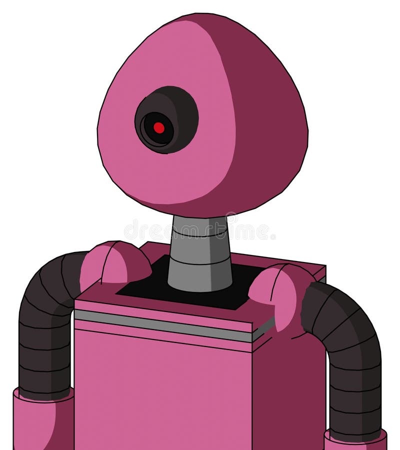 Pink Robot with Rounded Head and Black Cyclops Eye Stock Illustration ...