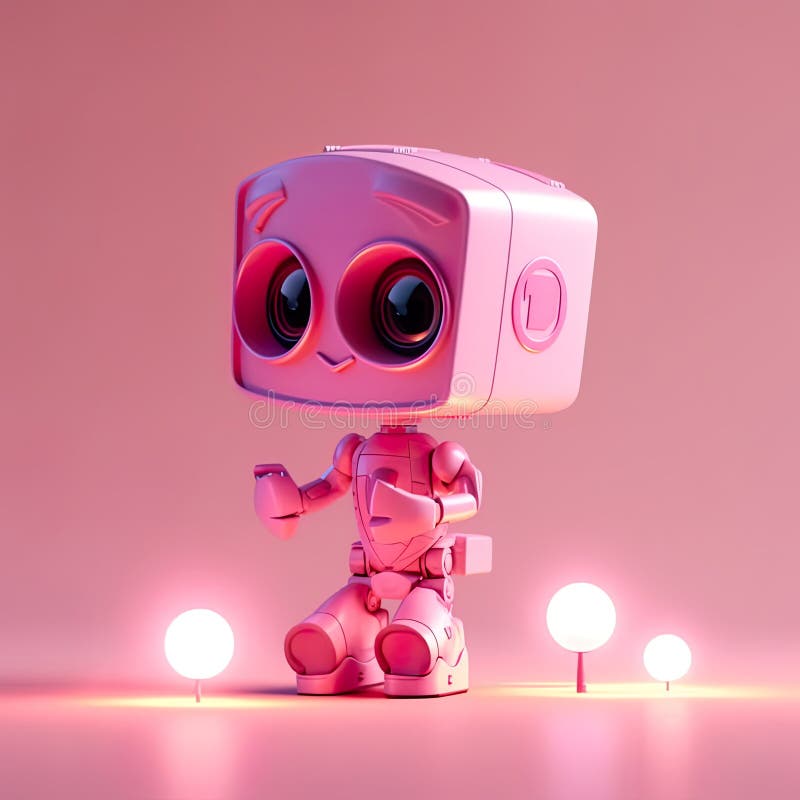 A Pink Robot is Standing in Front of Some Lights. AI Generative Image ...
