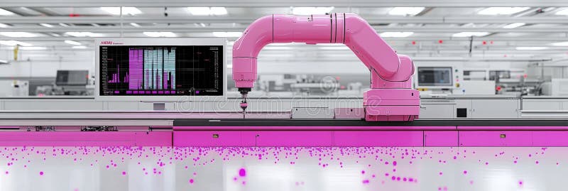 Pink Robotic Arm in Modern Manufacturing Environment Stock Illustration ...