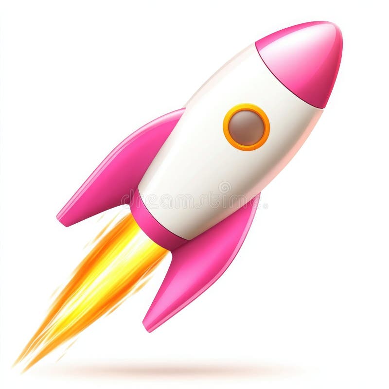Pink Rocket Icon with Gradient Design Stock Illustration - Illustration ...