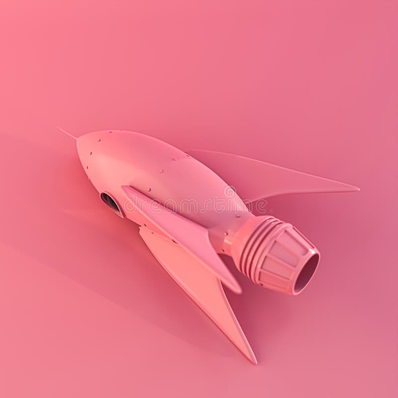 Pink Rocket Isolated on Pink Stock Illustration - Illustration of ...