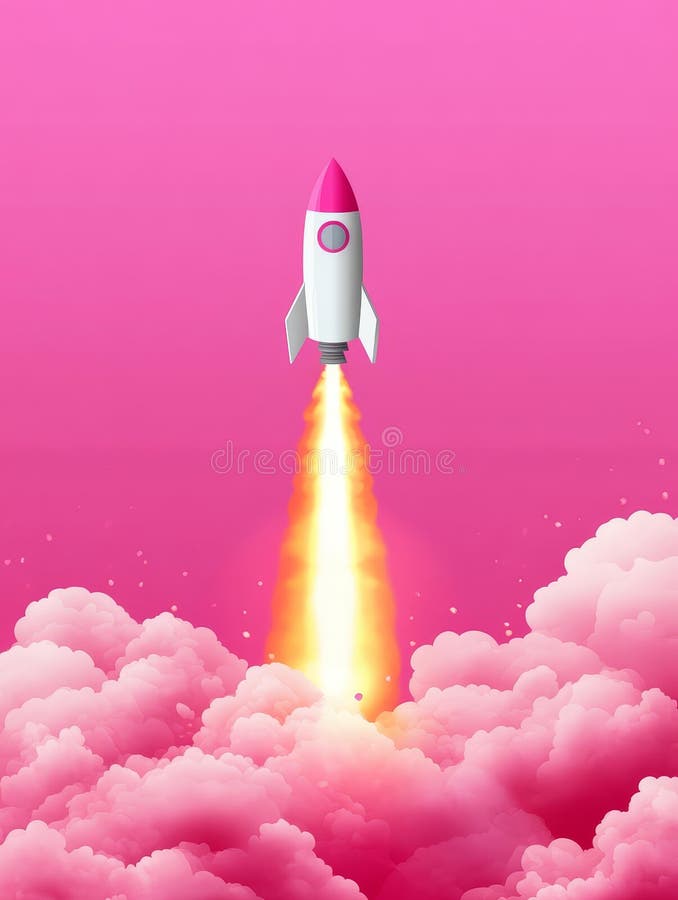 Pink Rocket Launch a Bold Start To Success Symbolizing Innovation ...