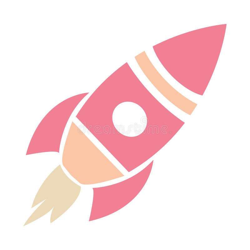 Pink Rocket Drive into the Sky Over Hearts and Cloud Stock Illustration ...