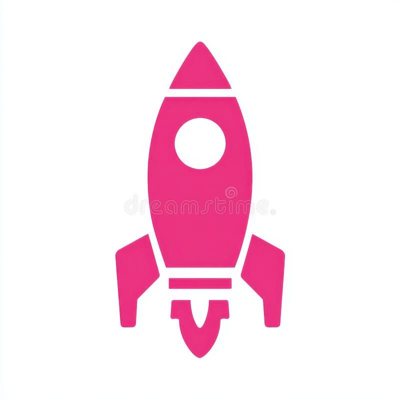 Pink Rocket Ship Illustration on White Background Stock Illustration ...