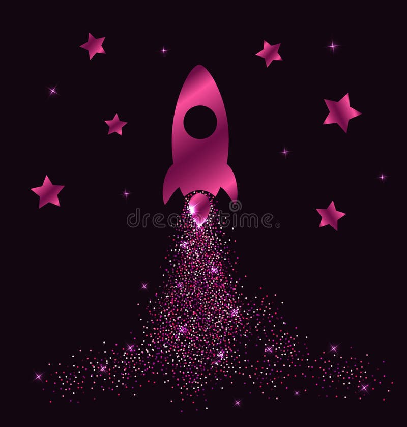 Pink Rocket Launch on Pink Background Spaceship Icon, AI Stock ...