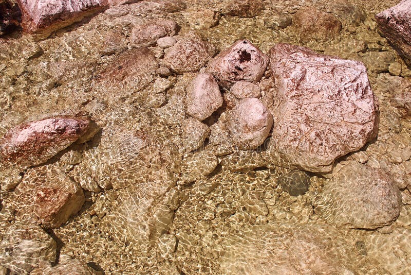 Pink Rocks in a Clear Water of a Mountain Stream Stock Image - Image of ...