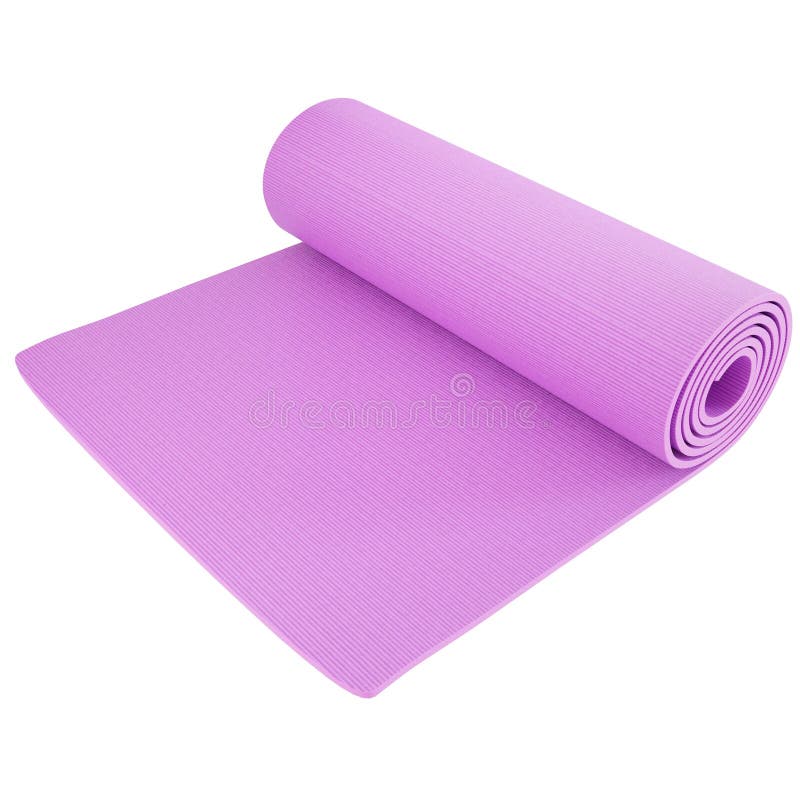 Pink Rolled Yoga Mat Isolated on White Background. Realistic 3D Render ...
