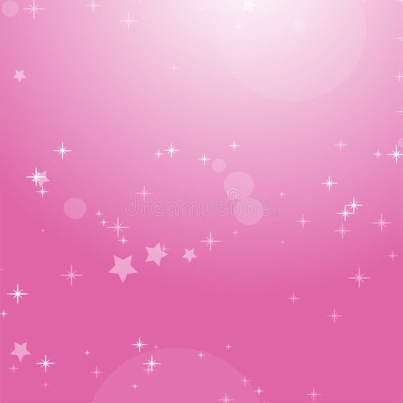 Pink Romantic Abstract Background with Stars and Circles. Simple Flat ...