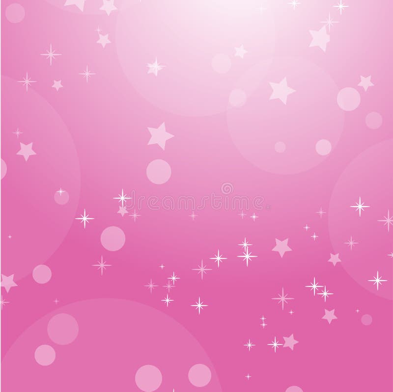 Pink Romantic Abstract Background with Stars and Circles. Simple Flat ...