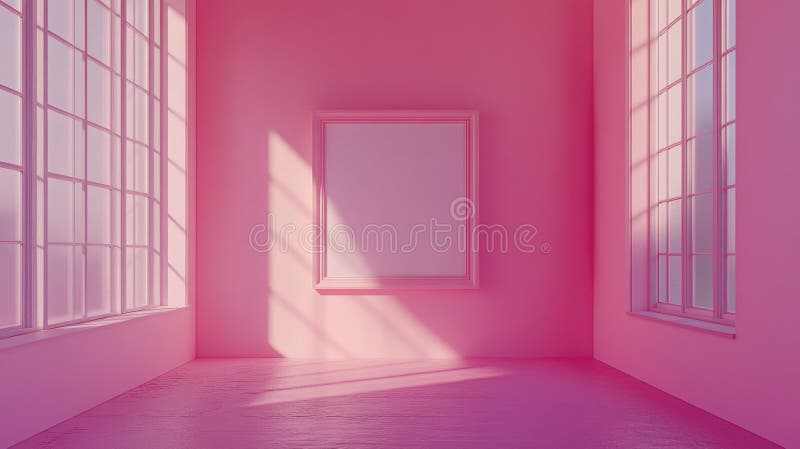 Pink Room with Large Window Stock Photo - Image of interior, generated ...