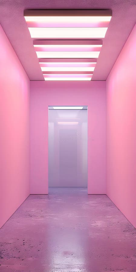 A Pink Room with a Light on the Ceiling Stock Image - Image of ceiling ...