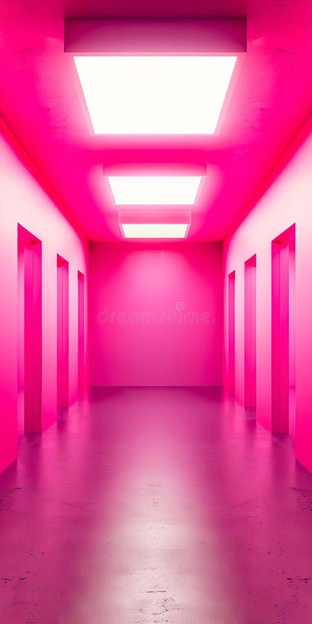 A Pink Room with a Light on the Ceiling Stock Photo - Image of wall ...