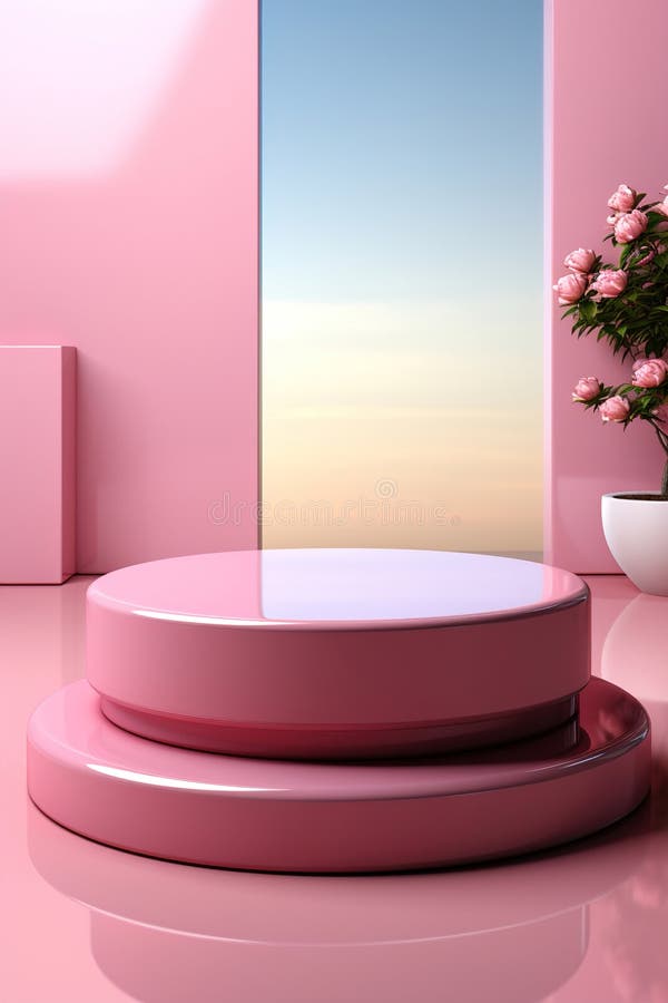 A Pink Room with Product Display Podium for Natural Product. Pink Tones ...
