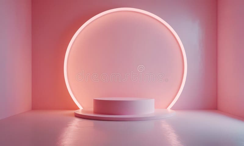 Pink room with round light stock illustration. Illustration of artwork ...