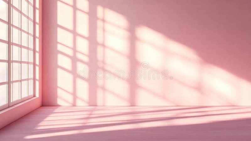 Pink Room with Window Light and Shadow Stock Photo - Image of natural ...