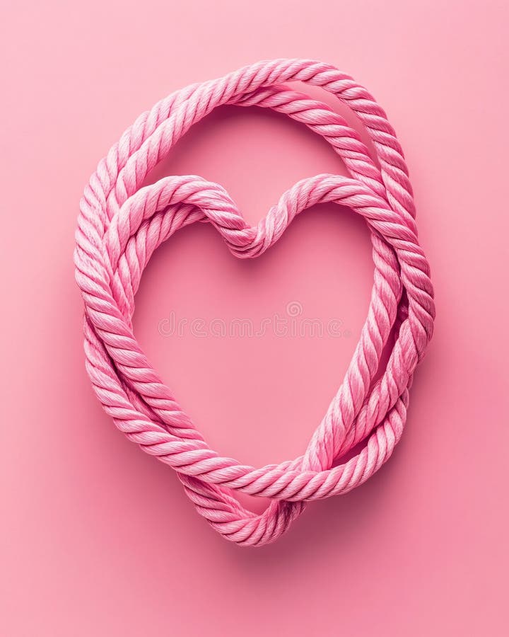 Pink Rope Heart Shape Minimalist Background High Quality Image Stock ...