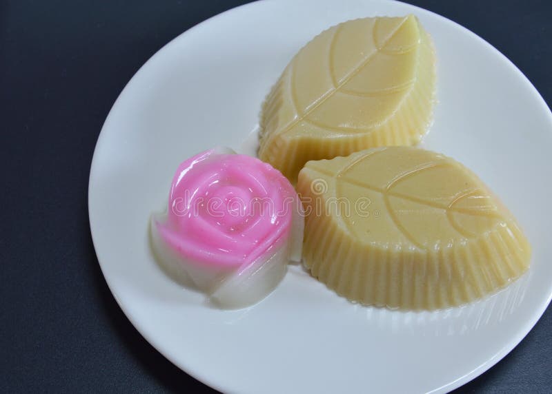 Pink Rose Coconut Jelly on Dish Stock Image - Image of pink, meal: 63340005